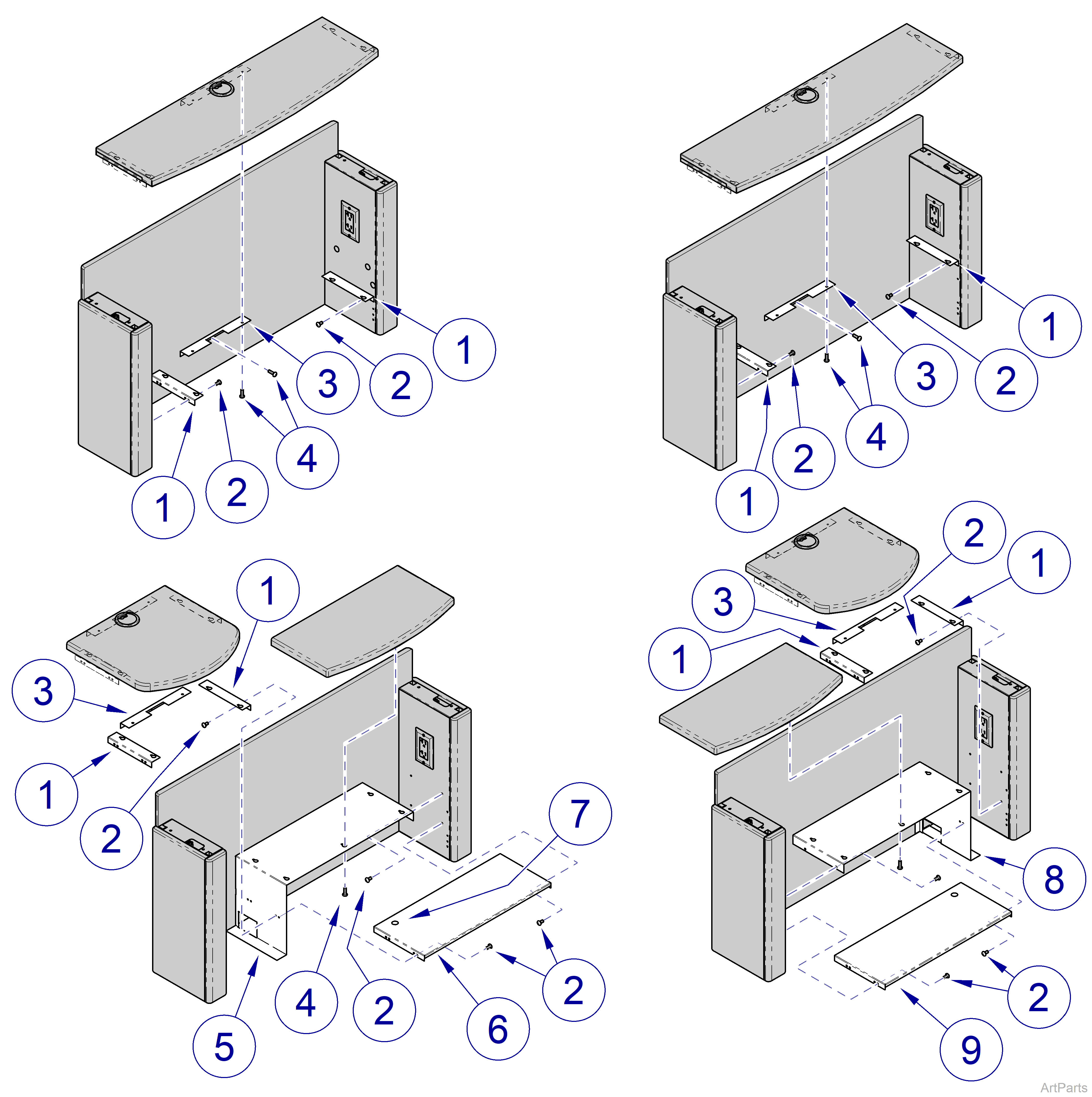 Integra™ Treatment Console Midsection Shelving Hardware
