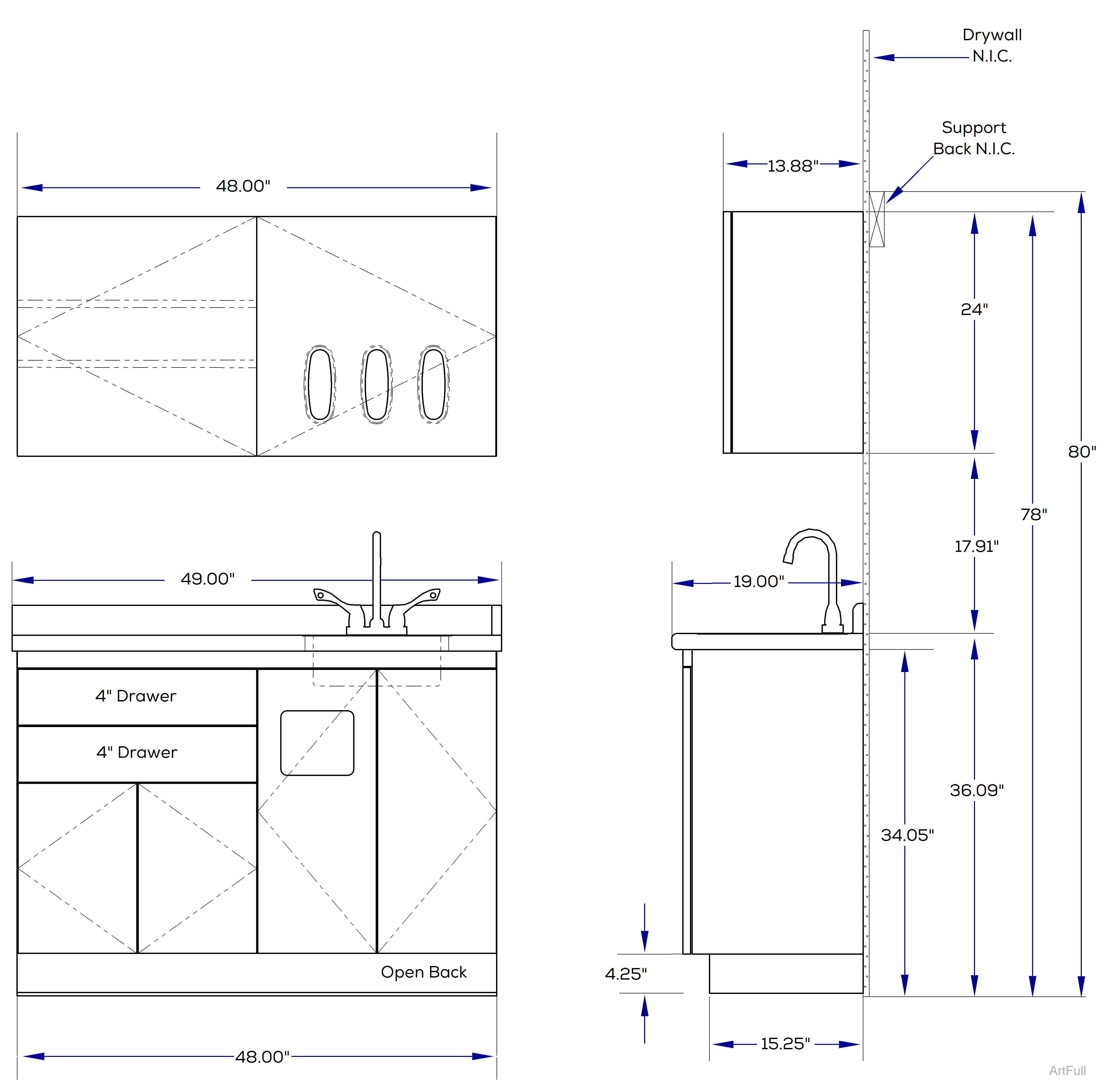 Midmark Synthesis® Cabinetry Exam Specifications