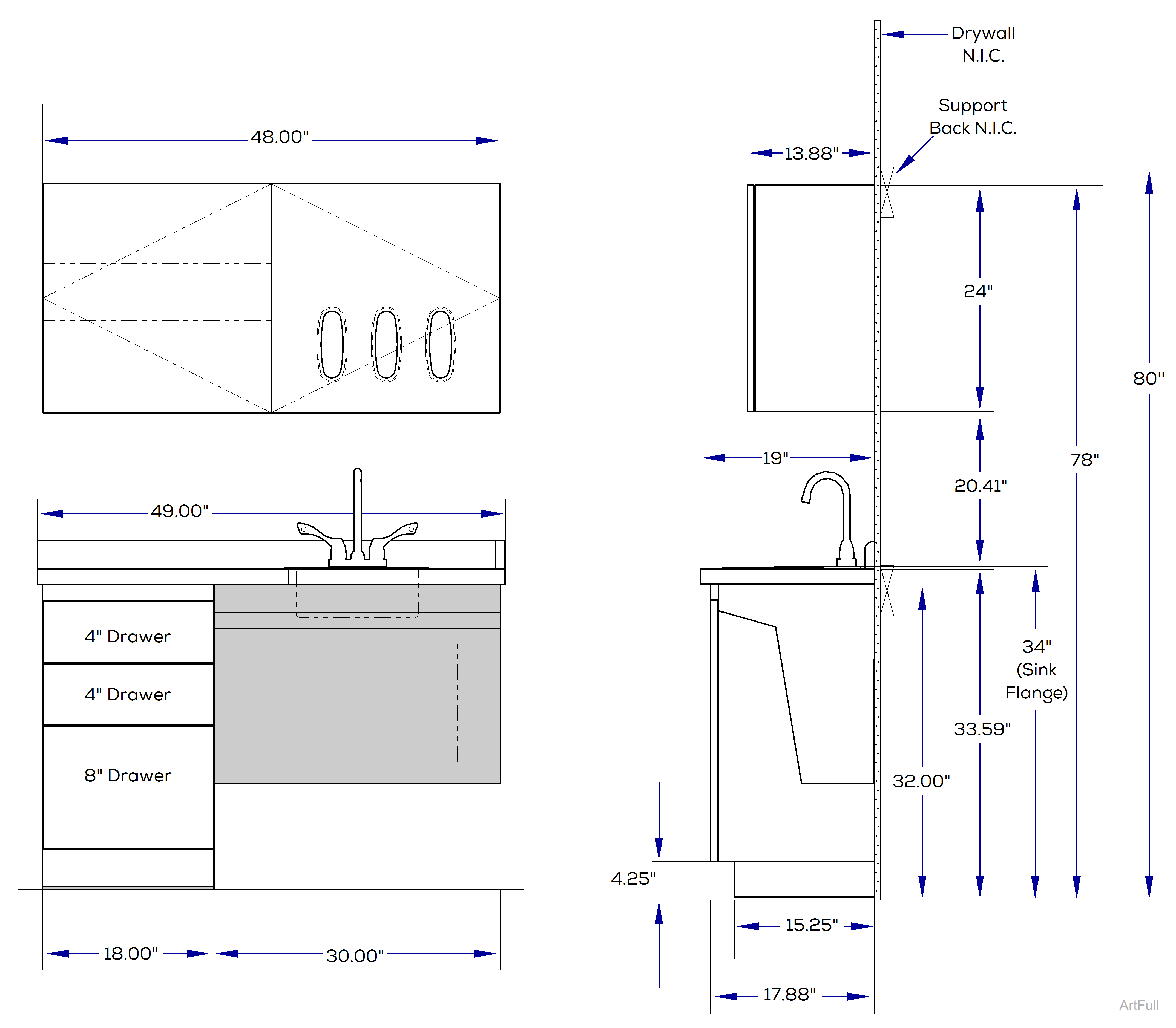 Midmark Synthesis® Cabinetry Exam Specifications