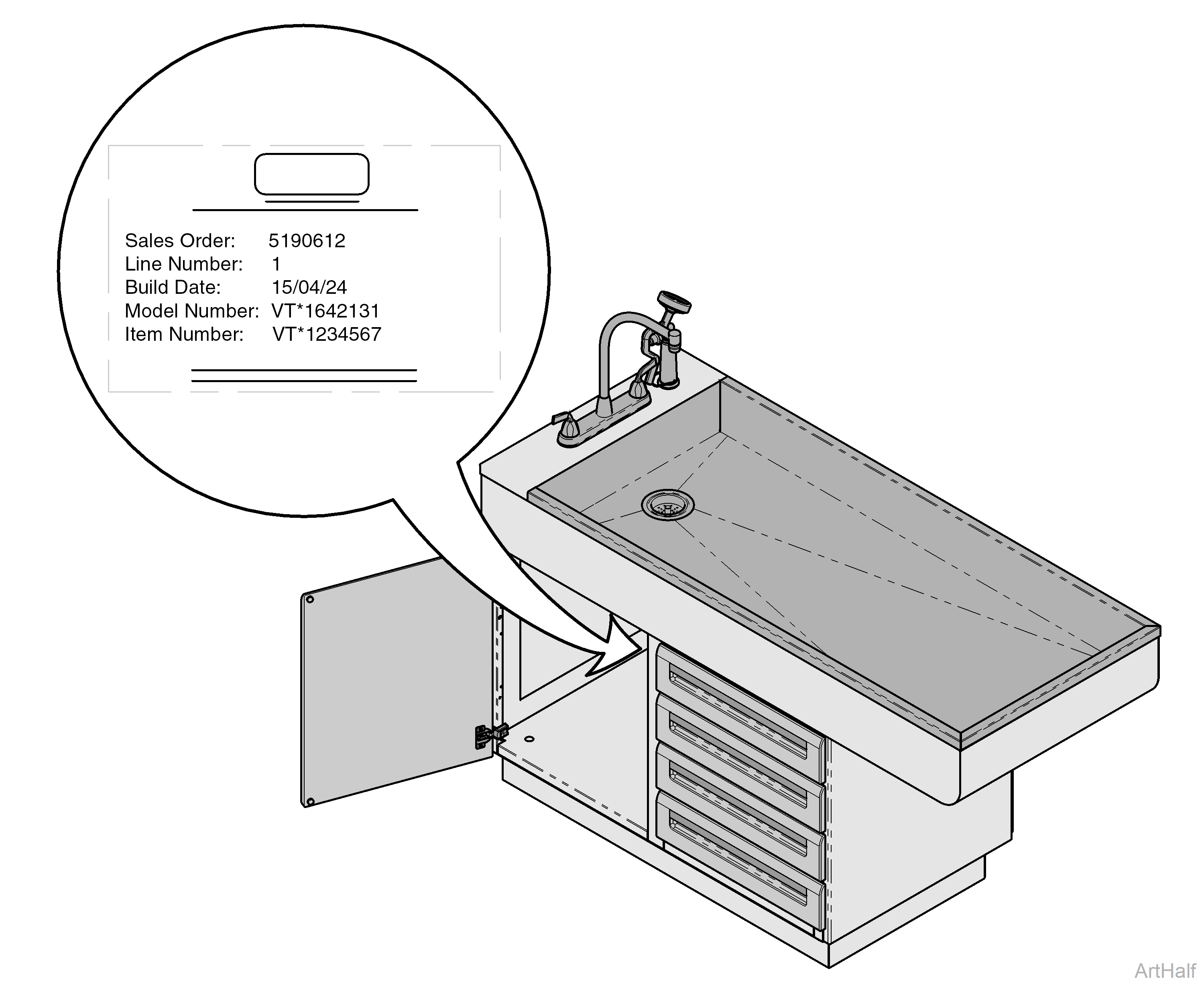 Vet Synthesis® Tables Serial Number Location